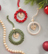 DIY Christmas Wreath Trio Kit – Personalized Macrame Ornament Set K66